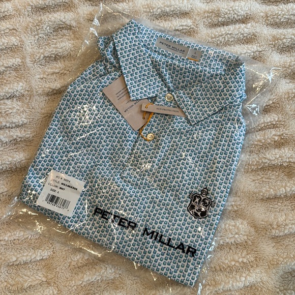 Peter Millar | Shirts | Peter Millar Blue Polo Shirt With Textured ...
